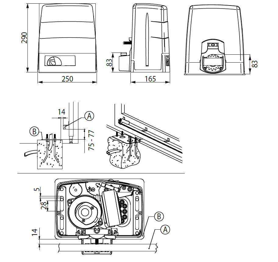 KIT BM30/326/HS - Sada rychlého brushless pohonu pro posuvné brány - high speed | Epohony.cz